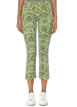 J Brand Kadın Selena Yeşil Yılan Desenli Crop Jean Pantolon 23 US