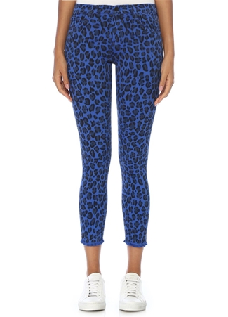 J Brand Kadın 835 Mavi Leopar Desenli Crop Skinny Jean Pantolon 23 US
