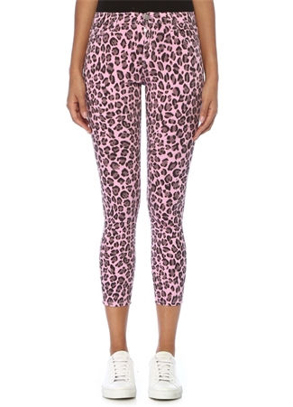 J Brand Kadın 835 Pembe Leopar Desenli Crop Skinny Jean Pantolon 23 US