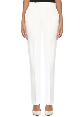 Helmut Lang Kadın Beyaz Normal Bel Boru Paça Pantolon XS EU