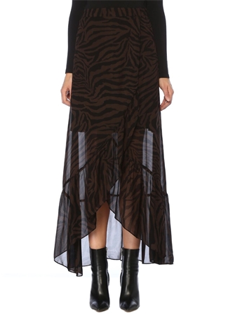 Ba&Sh Kadın Salvi Kahverengi Zebra Desenli Maksi Anvelop Etek Siyah 0 US