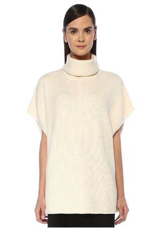 Joseph Kadın Ekru Balıkçı Yaka Panço Formlu Yün Triko Bej S FR