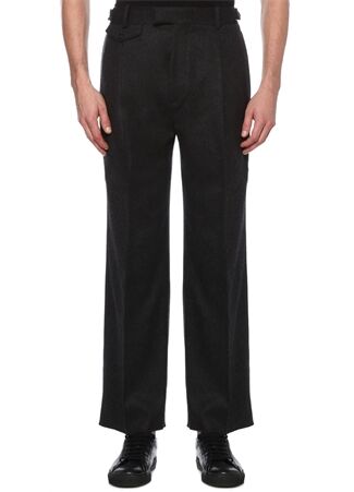 Alexander McQueen Erkek Antrasit Normal Bel Pilili Yün Pantolon Siyah 50 IT