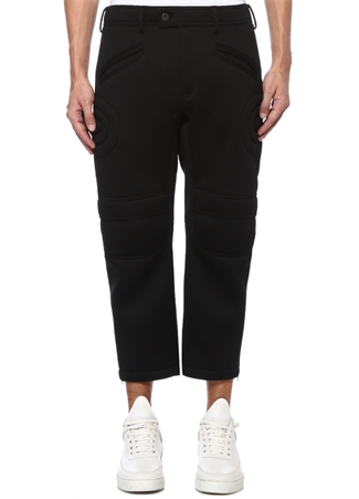 Neil Barrett Erkek Siyah Düşük Bel Dizlik Detaylı Biker Pantolon 46 IT