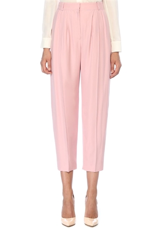 Alexander McQueen Kadın Pembe Yüksek Bel Pilili Cigarette Pantolon 42 IT