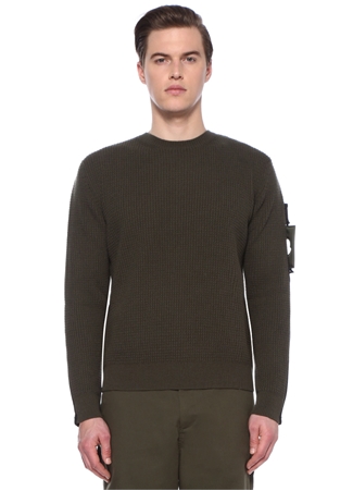 Moncler Genius Erkek Craig Green 5 Haki Petek Dokulu Yün Sweatshirt S EU