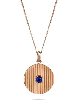 Sim&Roz Kadın Rose Gold çizgi Dokulu Taşlı Altın Rengi Kolye Mavi EU