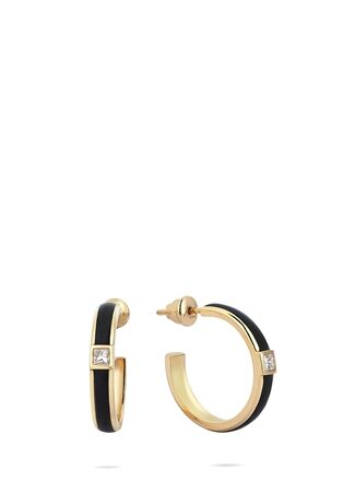 Sim&Roz Kadın Siyah Mineli Pırlanta Taşlı Altın Rengi Küpe EU Sim&Roz Kadın Siyah Mineli Pırlanta Taşlı Altın Rengi Küpe EU