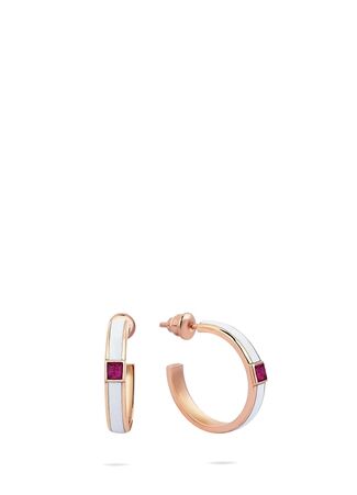 Sim&Roz Kadın Beyaz Mineli Yakut Taşlı Altın Rengi Küpe EU Sim&Roz Kadın Beyaz Mineli Yakut Taşlı Altın Rengi Küpe EU