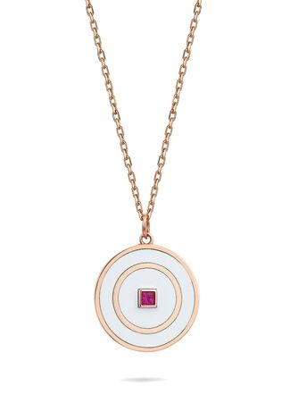 Sim&Roz Kadın Beyaz Mineli Yakut Taşlı Altın Rengi Kolye EU Sim&Roz Kadın Beyaz Mineli Yakut Taşlı Altın Rengi Kolye EU