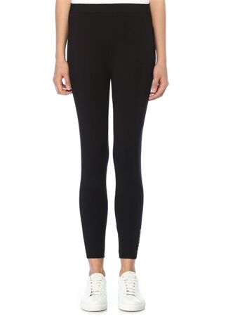 Moncler Kadın Siyah Logo Baskılı Streç Pantolon L EU