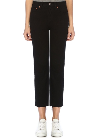 Re/Done Kadın Siyah Yüksek Bel Stove Pipe Jean Pantolon 25 US
