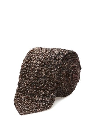 Lardini Erkek Kahverengi Kırçıllı İpek Kravat EU