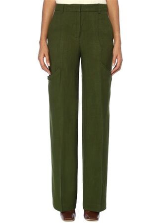 Jacquemus Kadın Moyo Haki Yüksek Bel Bol Paça Pantolon 38 IT Jacquemus Kadın Moyo Haki Yüksek Bel Bol Paça Pantolon 38 IT