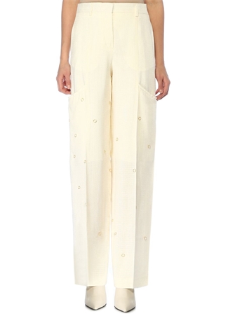 Jacquemus Kadın Moyo Ekru Metal Halka Detaylı Pantolon Bej 36 IT