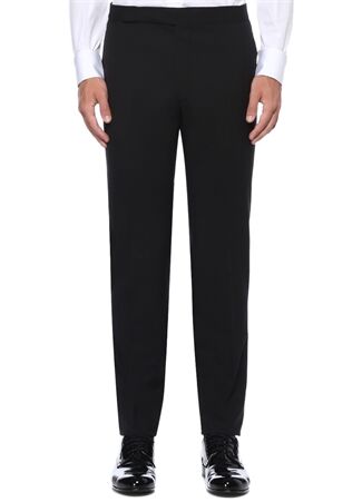 De Petrillo Erkek Siyah Normal Bel Dar Paça Yün Smokin Pantolonu 54 IT