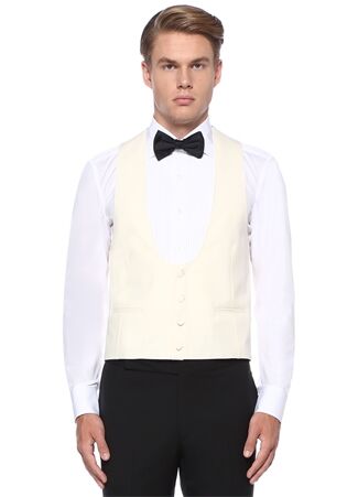 De Petrillo Erkek Vivara Dop 7 Beyaz V Yaka Yün Yelek 54 IT