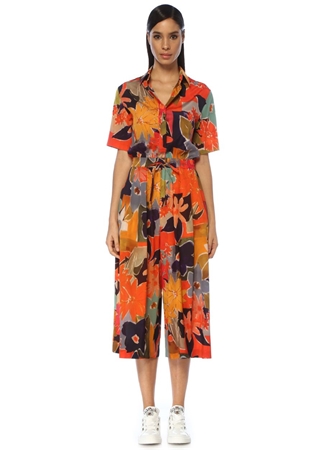 Beymen Club Kadın Çiçek Desenli Beli Bağcıklı Kısa Kol İpek Tulum 34