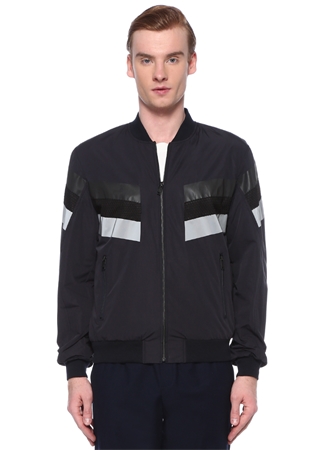 Beymen Club Erkek Lacivert Dik Yaka Reflektif Şeritli Bomber Mont S