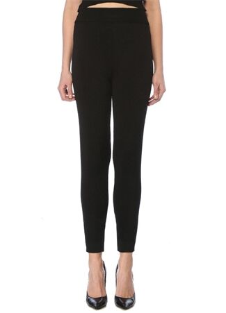 Academia Kadın Siyah Ajurlu Triko Pantolon XS