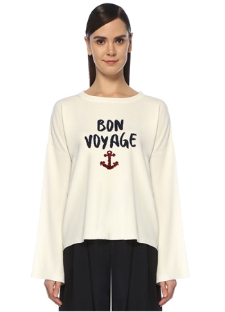 Beymen Club Kadın Beyaz Jakarlı Çapa İşleme Detaylı Kazak M