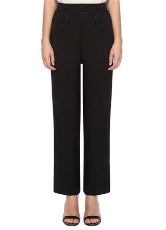 Maje Kadın Siyah Leopar Desenli Biye Detaylı Pantolon 2 FR