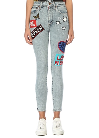 Alice+Olivia Kadın Good Patchwork Yüksek Bel Skinny Jean Pantolon Mavi 24 US Alice+Olivia Kadın Good Patchwork Yüksek Bel Skinny Jean Pantolon Mavi 24 US