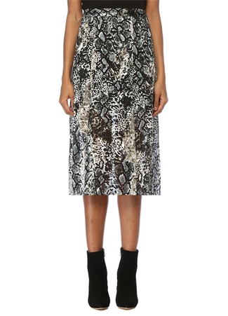 Alice+Olivia Kadın Siyah Leopar Desenli Yırtmaçlı Midi Etek 6 US Alice+Olivia Kadın Siyah Leopar Desenli Yırtmaçlı Midi Etek 6 US