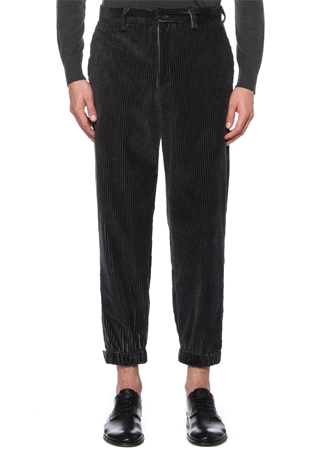 Emporio Armani Erkek Antrasit Normal Bel Kadife Jogger Pantolon Siyah 48 IT