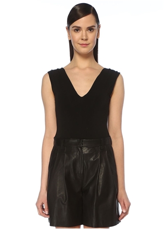Academia Kadın Siyah V Yaka Düğüm Detaylı Kolsuz Body 42