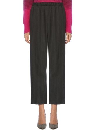 Dries Van Noten Kadın Gri Çizgili Boru Paça Pantolon 40 FR