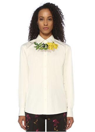 Dries Van Noten Kadın Clavelly Beyaz Çiçek Baskılı Gömlek 36 FR Dries Van Noten Kadın Clavelly Beyaz Çiçek Baskılı Gömlek 36 FR
