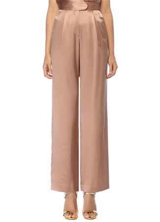 Michelle Mason Kadın Pembe Pilili Bol Paça İpek Saten Pantolon 6 US Michelle Mason Kadın Pembe Pilili Bol Paça İpek Saten Pantolon 6 US