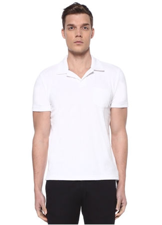 Beymen Collection Erkek Beyaz Polo Yaka Havlu Dokulu T-shirt S EU