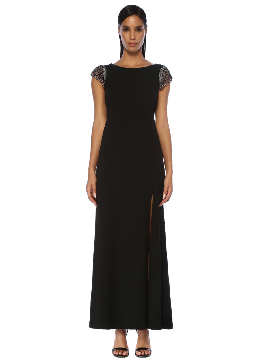 Beymen Siyah Sırt Detaylı İşlemeli Maksi Abiye Elbise - 101457955_999