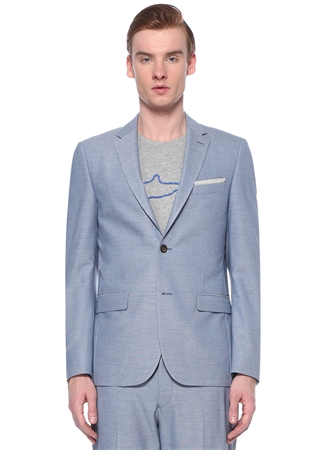 Beymen Club Erkek Mavi Kelebek Yaka Mendil Detaylı Muline Ceket 54