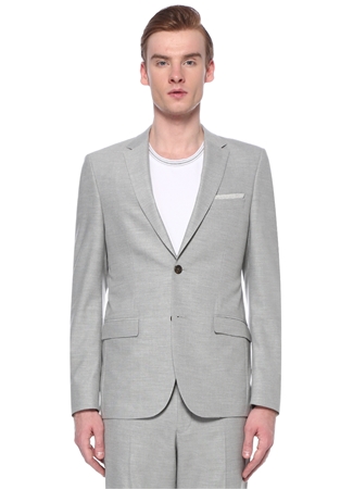 Beymen Club Erkek Gri Kelebek Yaka Mendil Detaylı Muline Ceket 50