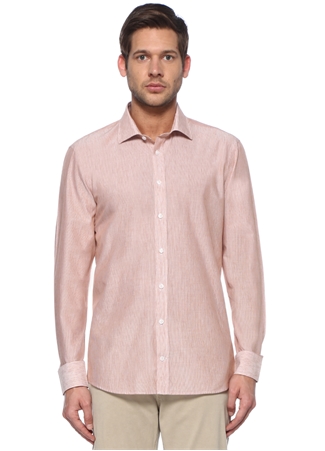 Beymen Collection Erkek Custom Fit Turuncu Küçük İtalyan Yaka Gömlek 40 IT