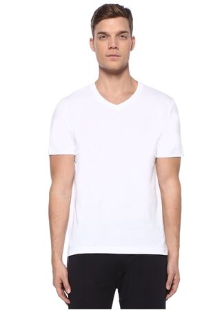 Beymen Erkek Beyaz V Yaka Basic T-shirt S EU