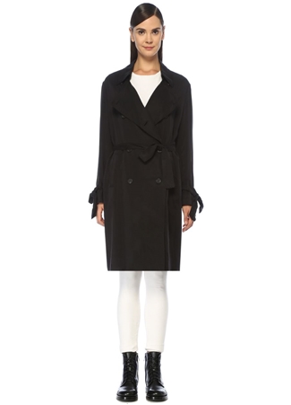 Allsaints Kadın Ria Relaxed Fit Lacivert Midi Kruvaze Pardösü L EU