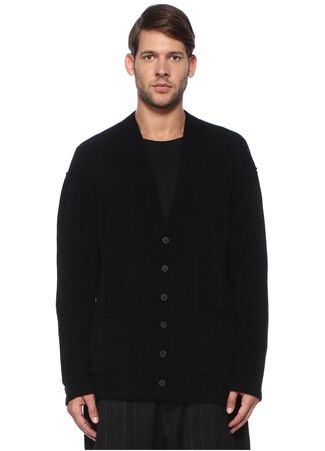 Isabel Benenato Erkek Siyah V Yaka Rib Detaylı Hırka XL EU