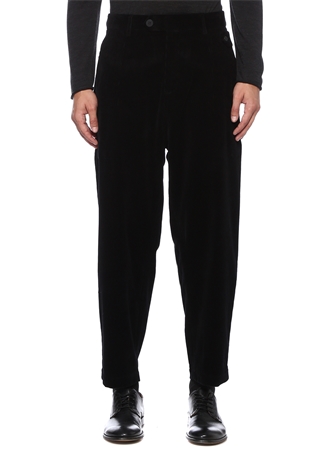 Isabel Benenato Erkek Siyah Düşük Ağlı Kadife Pantolon 48 IT