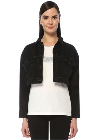 Academia Kadın Siyah Crop Denim Mont 42