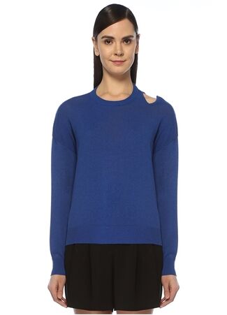 Academia Kadın Mavi Omzu Kesim Detaylı Düşük Kol Kazak S