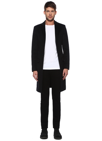 Allsaints Erkek Birdstow Lacivert Kelebek Yaka Yün Palto 34 IT