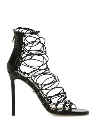 Alevi Kadın Caroline Siyah Bağcık Detaylı Deri Sandalet 40 EU