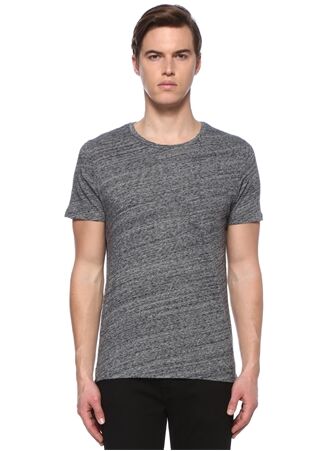 Tru Erkek Gri Kırçıllı Bisiklet Yaka Basic T-shirt S EU