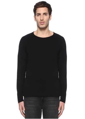 Tru Erkek Siyah Bisiklet Yaka Yün Kazak XL EU