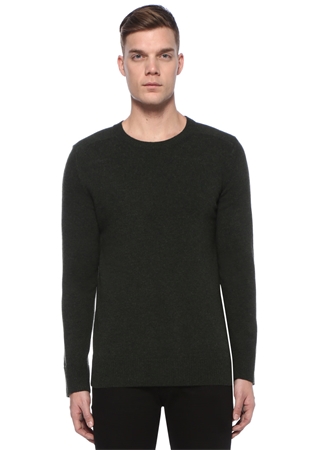 Tru Erkek Haki Bisiklet Yaka Kazak Yeşil L EU