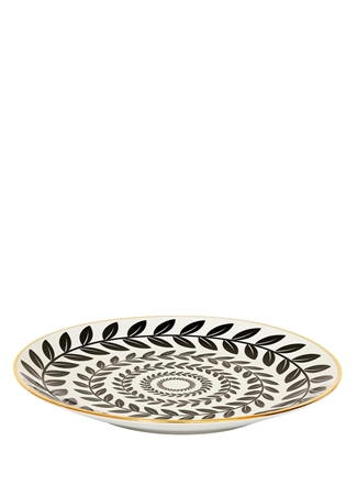 Mi Su Deco Zeytin Dalı Yaprak Desenli Porselen Supla Tabak Siyah Mi Su Deco Zeytin Dalı Yaprak Desenli Porselen Supla Tabak Siyah